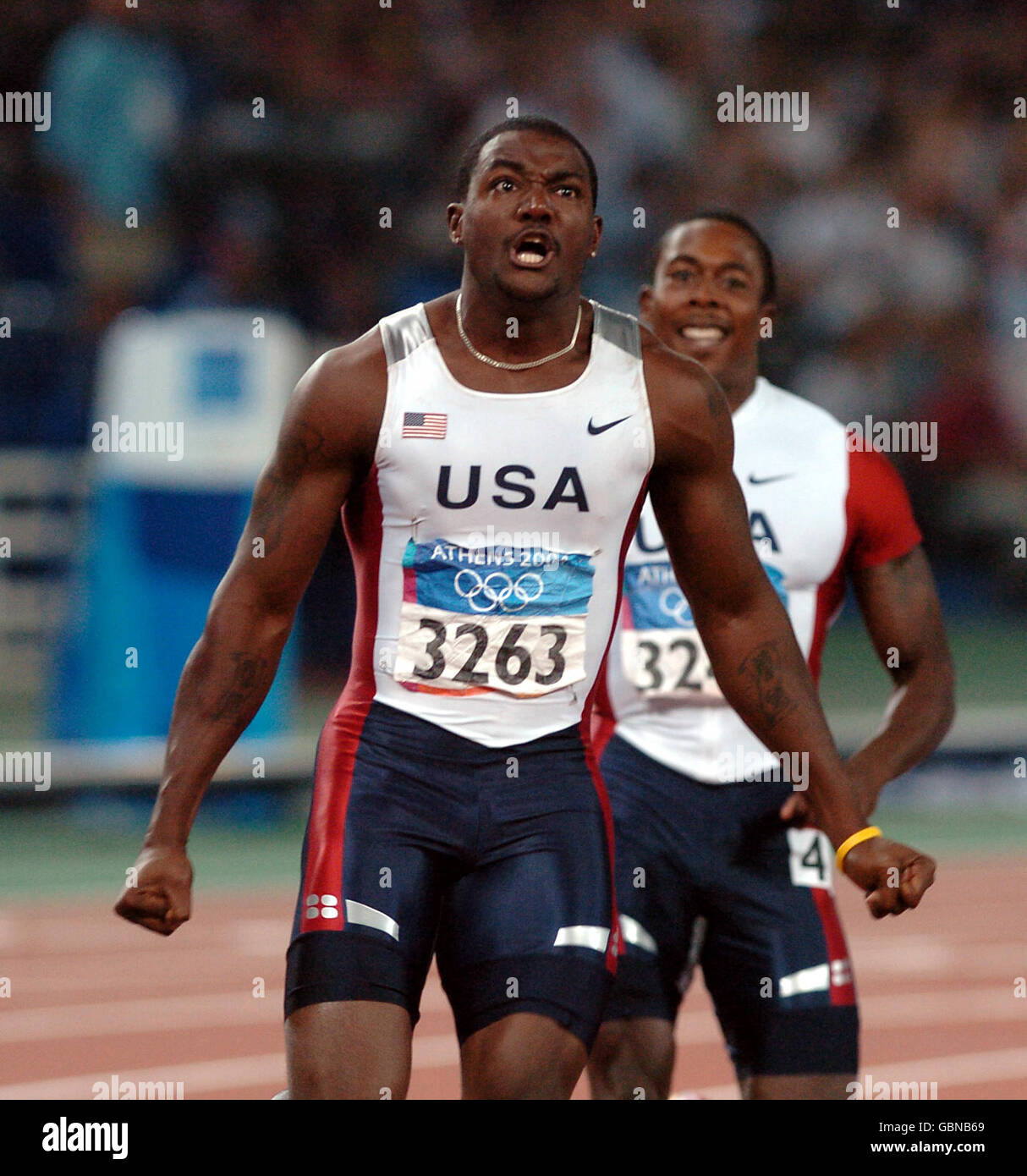 Athletics - Athens Olympic Games 2004 - Men's 100m Final Stock Photo ...