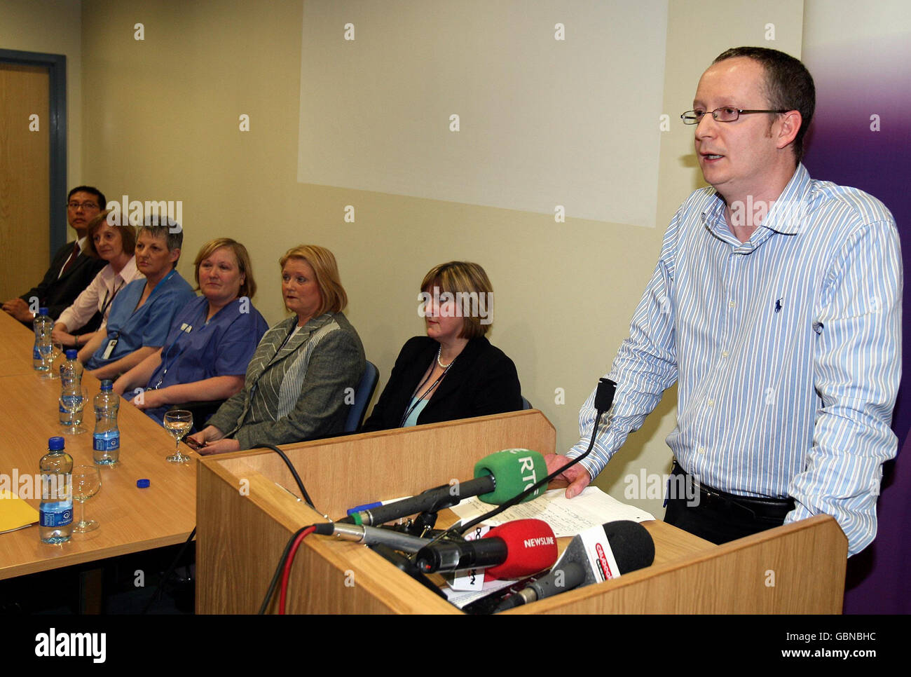 Dr Clifford Mayes speaking at the Royal Victoria Hospital after a woman ...