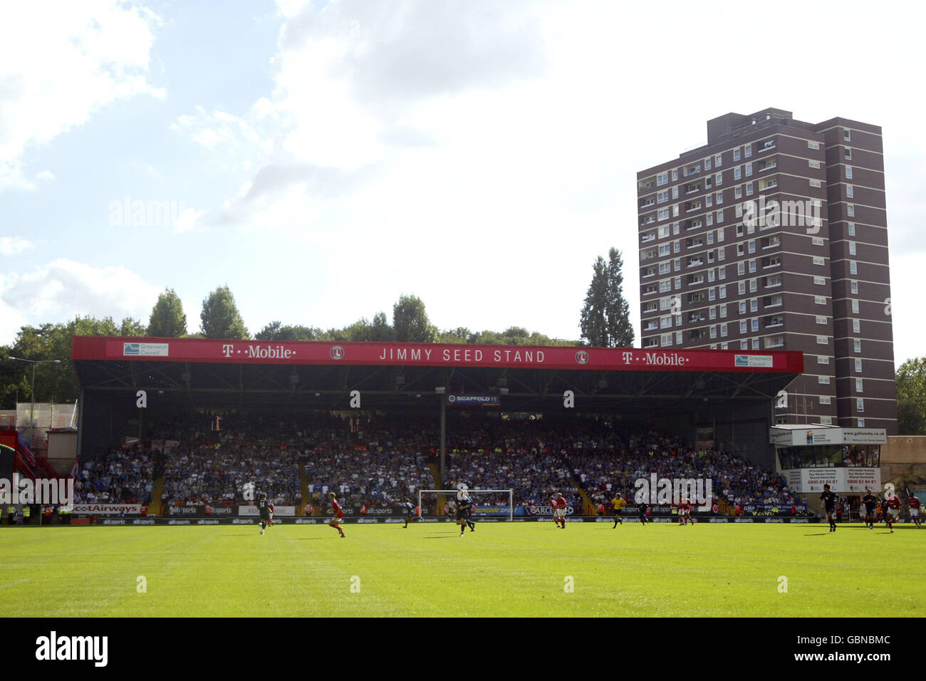 Portsmouth's fans in the Jimmy Seed Stand at the Valley Stock Photo - Alamy