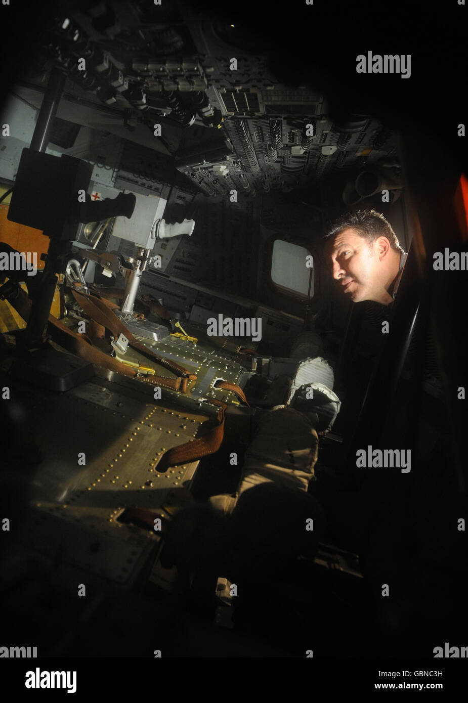 Visitor admires the inside of the apollo 10 space capsule hi-res stock ...