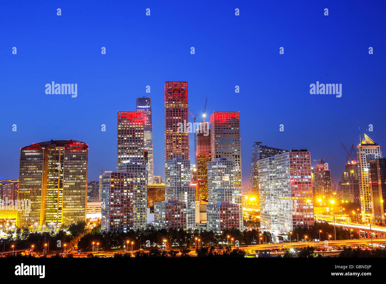 Beijing CBD city building night view Stock Photo - Alamy