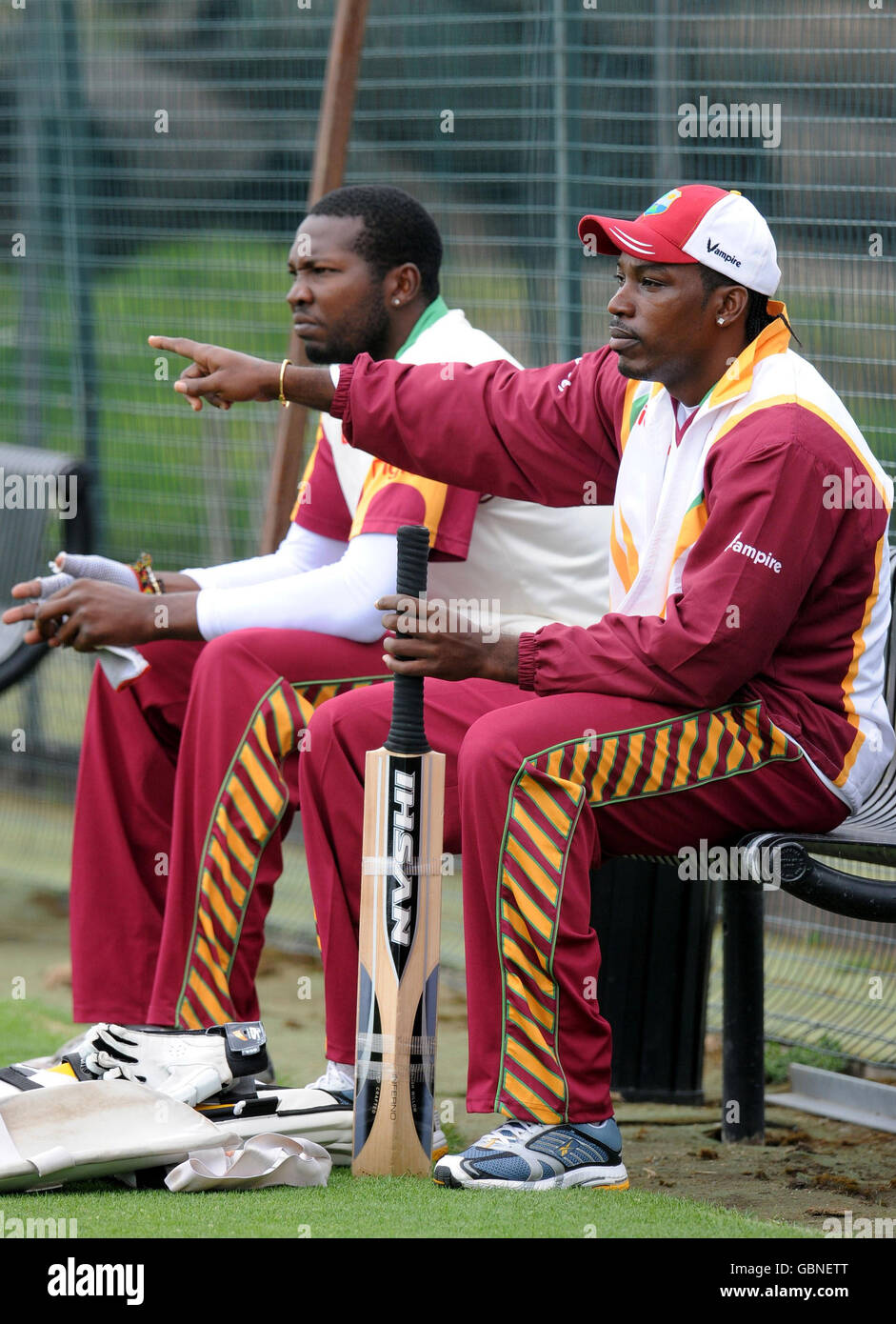 West Indies captain Chris Gayle (right) and Sulieman Benn during the ...
