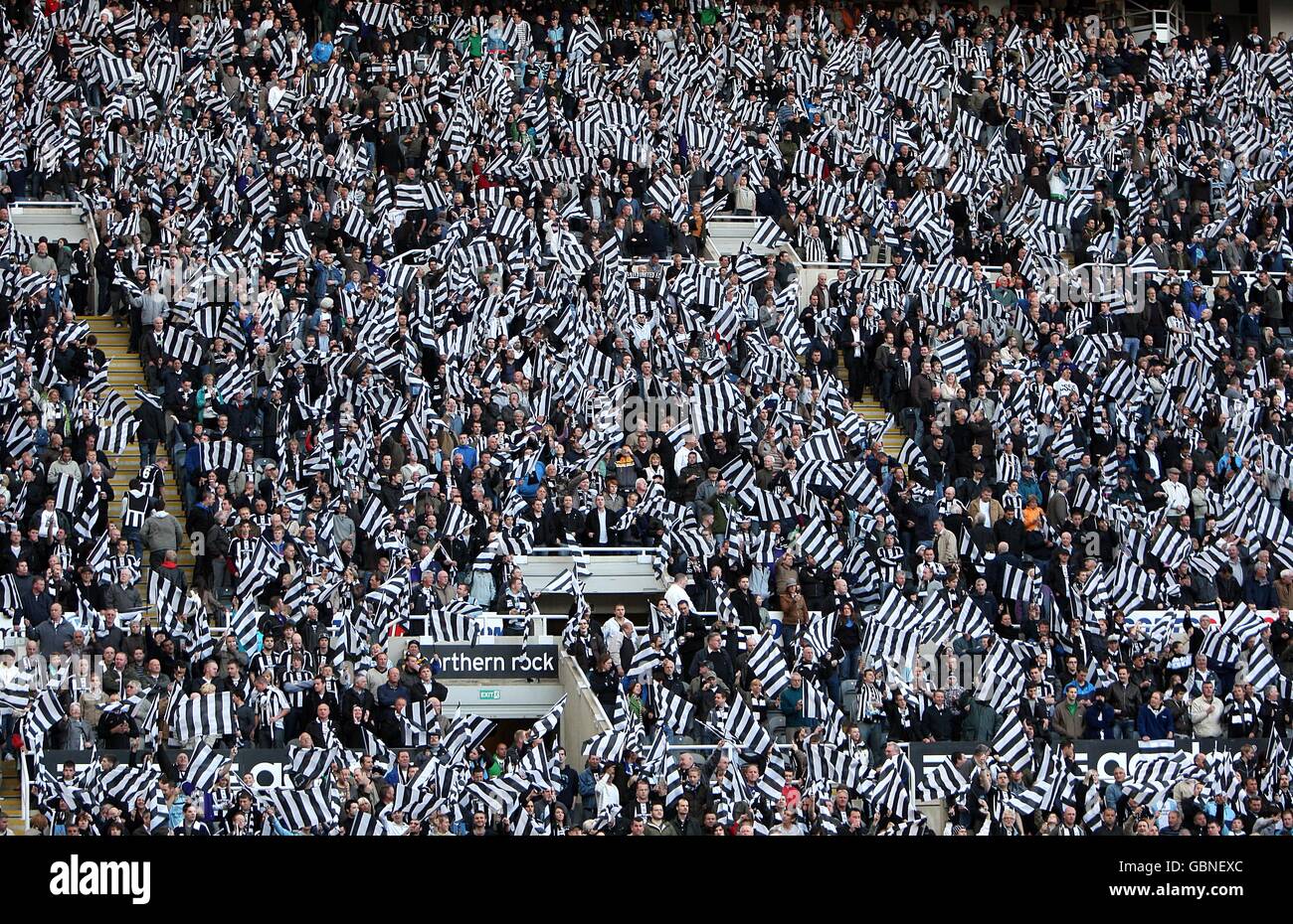 Newcastle united fans in the stands at st james park hi-res stock ...