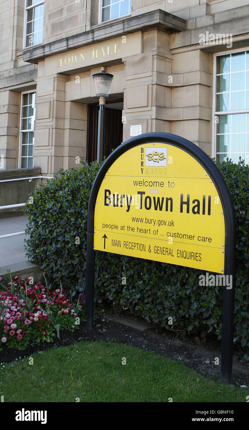 Bury Town hall GV. A general view of Bury Town hall Stock Photo - Alamy