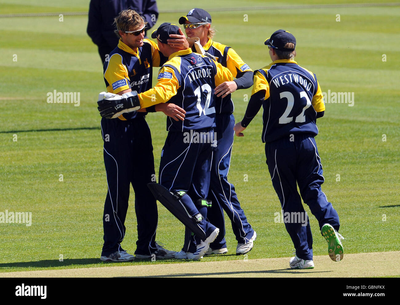 Warwickshire's Ant Botha celebrates with Tim Ambrose after taking the ...