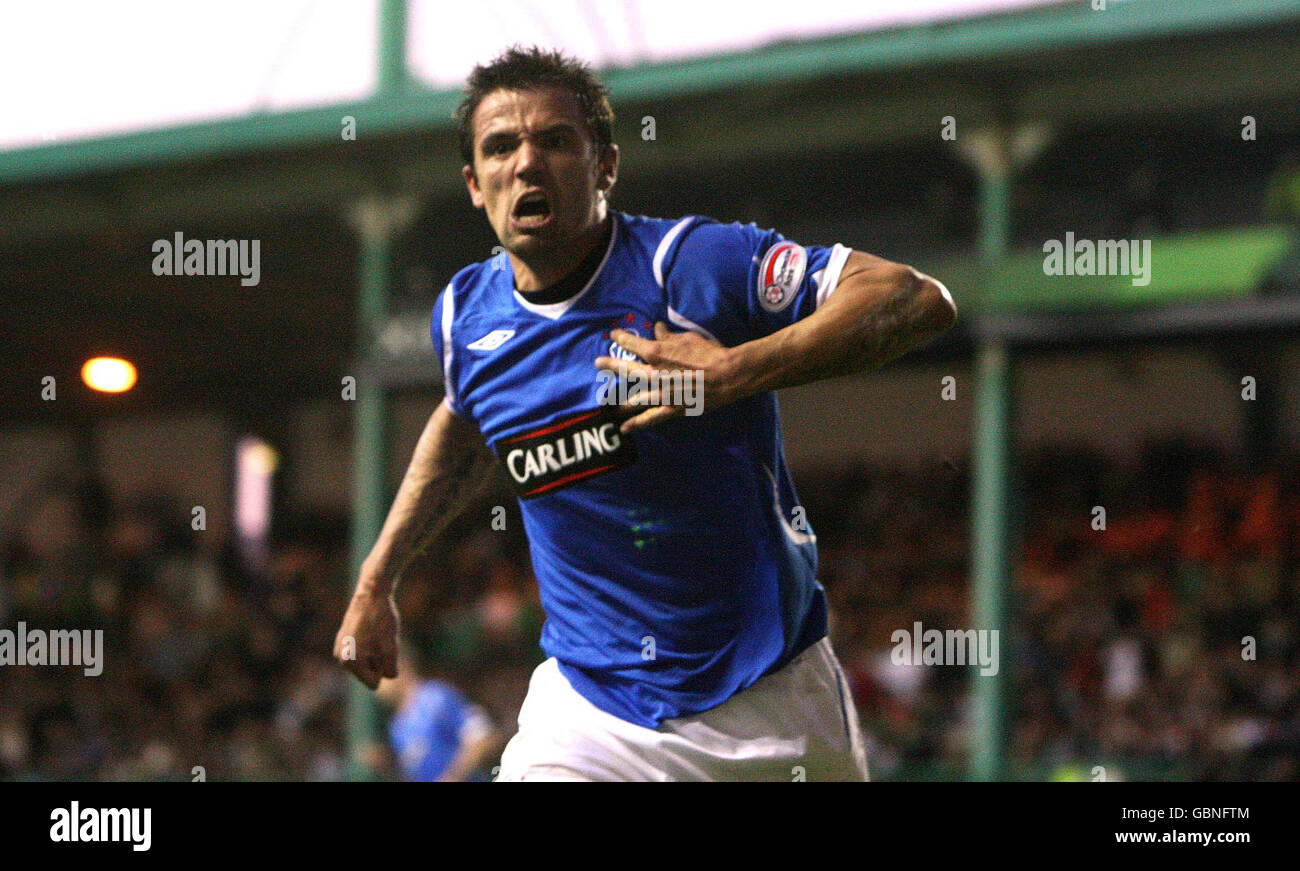 Rangers' Nacho Novo celebrates scoring their first goal of the game ...