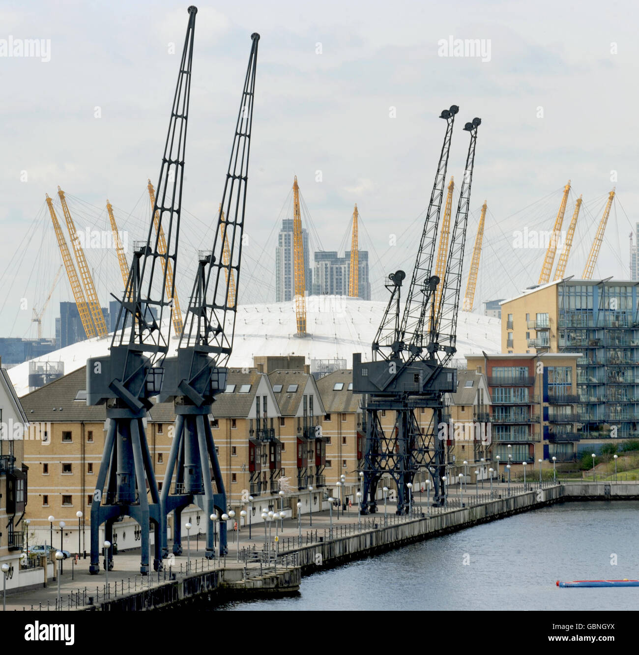 The 02 arena seen beyond victoria dock in london hi-res stock ...