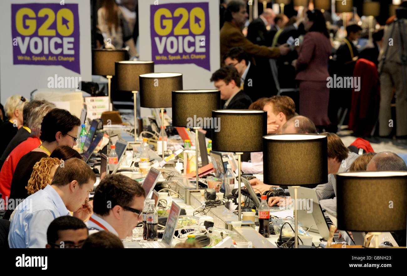 General view of the media area inside the Excel Centre where the G20 ...