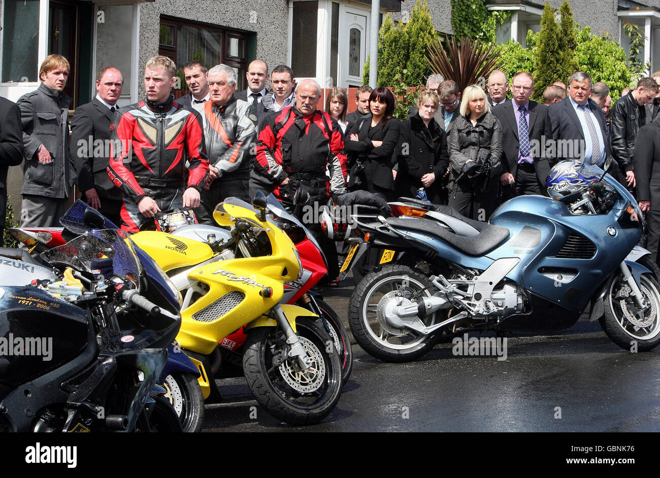 Mourners at the funeral of Mark Young, in Cookstown County Tyrone ...