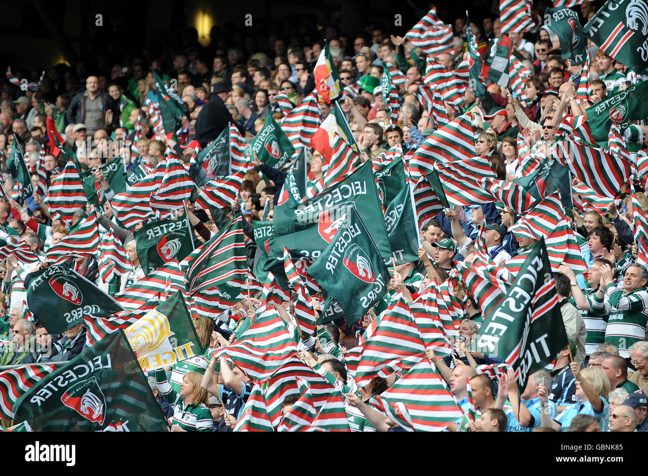 London irish fans wave flags in the stands hi-res stock photography and ...