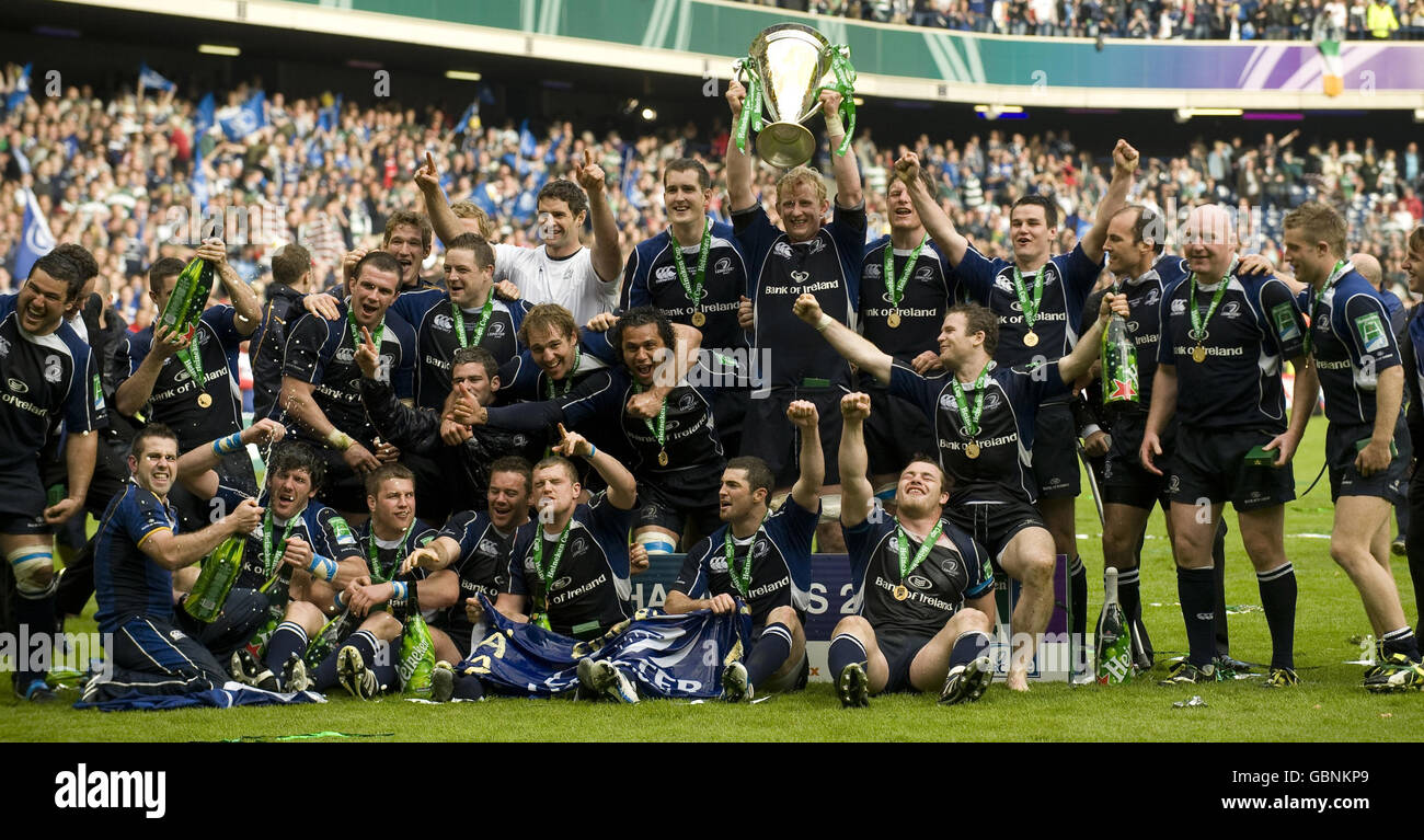 Leinster players celebrate as they lift the Heineken Cup following ...