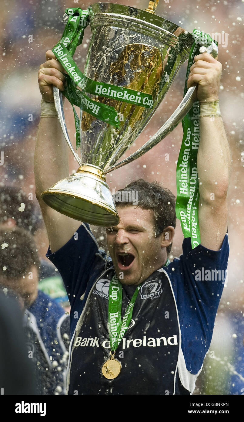 Leinster's Gordon D'arcy celebrates winning the Heineken Cup during the ...