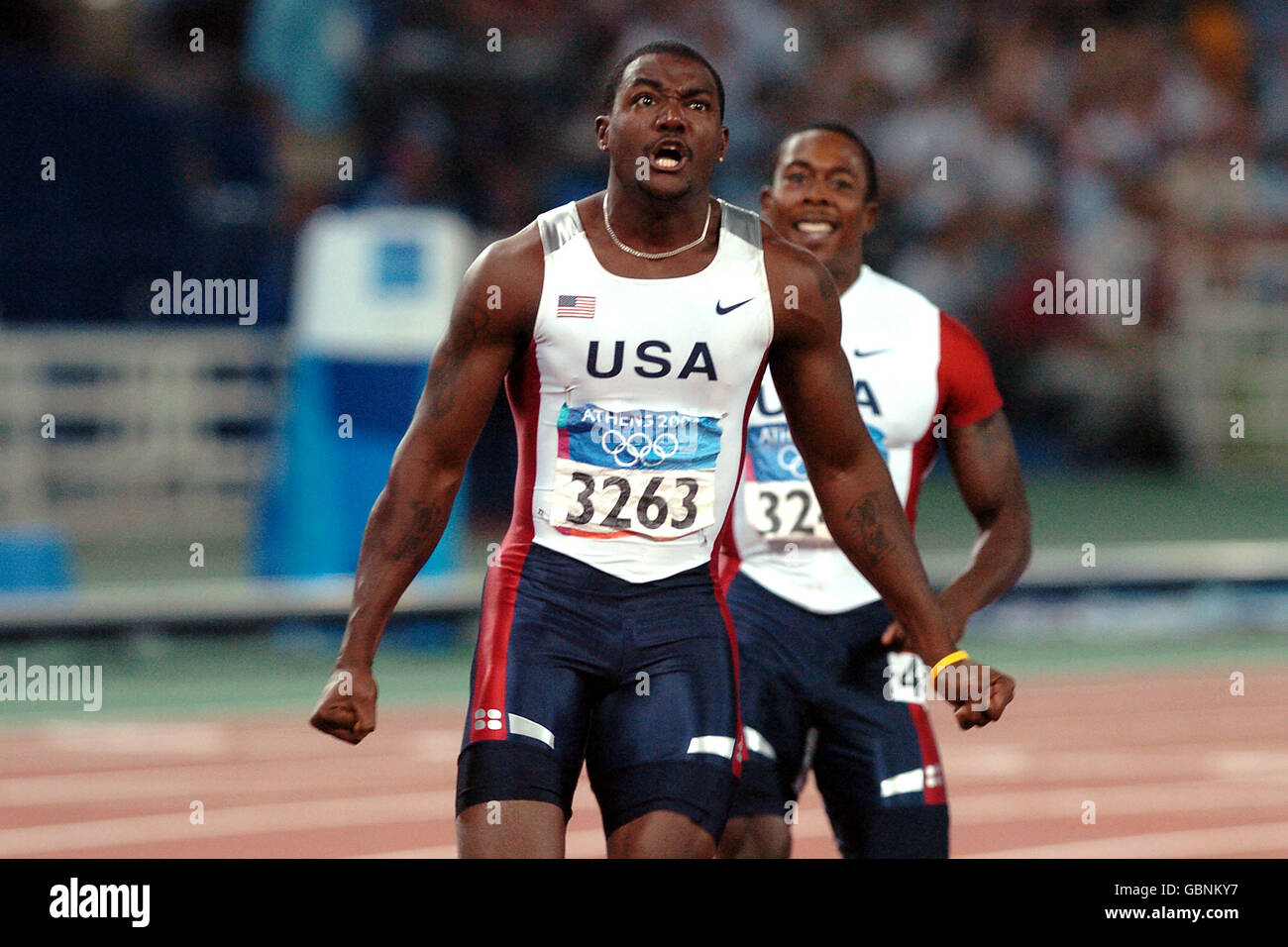 Athletics - Athens Olympic Games 2004 - Men's 100m - Final Stock Photo ...