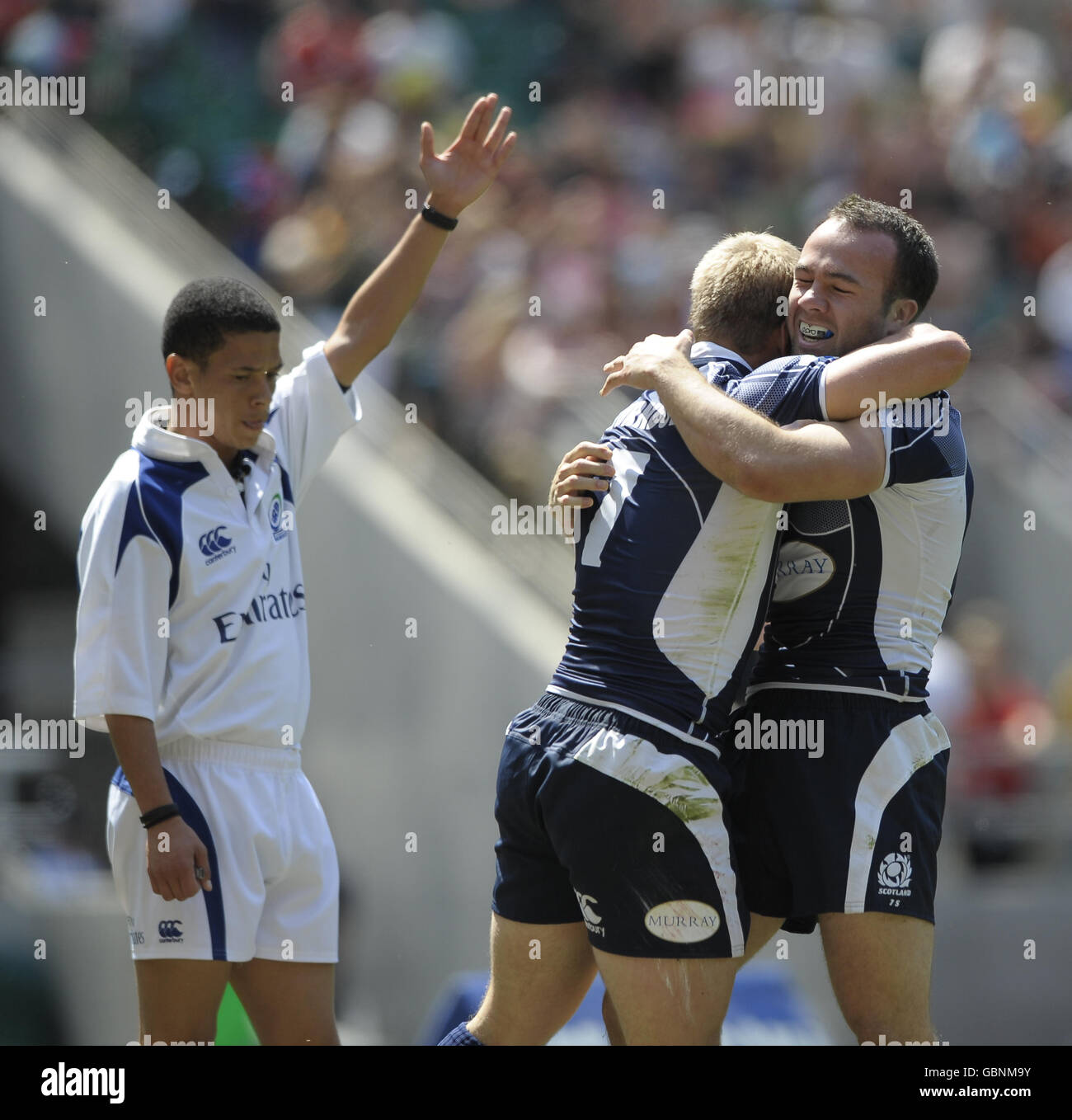 Scotland's Andrew Turnbull is congratulated after scoring the winning ...