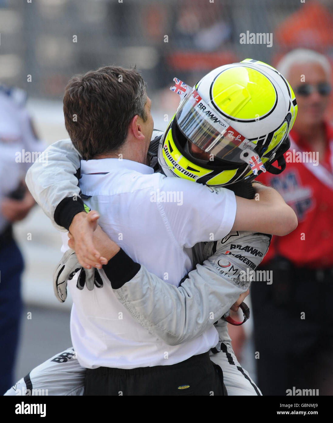 Jenson button brawn celebrates hi-res stock photography and images - Alamy