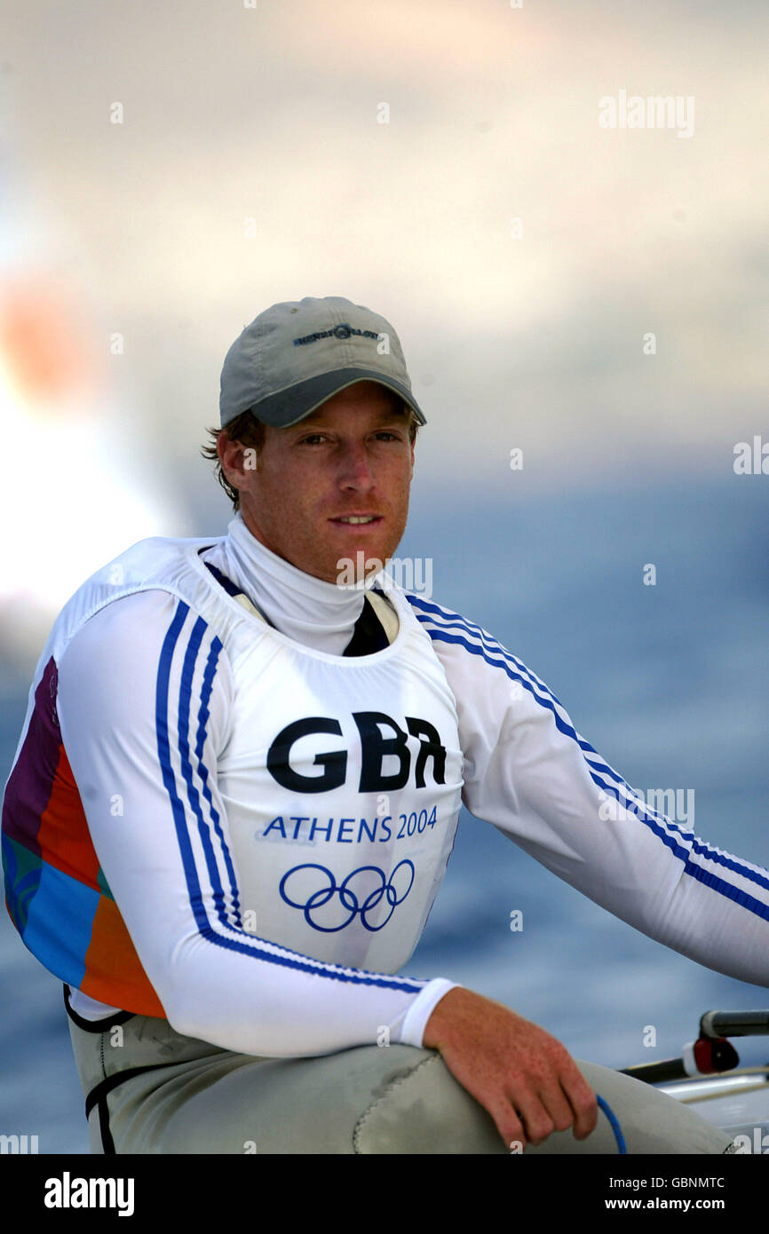 Great Britain's Paul Goodison waits in his boat for the race to start ...