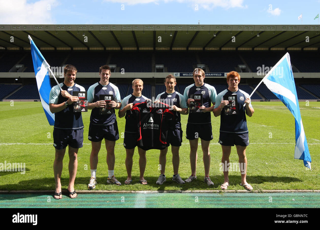 Edinburgh Rugby 7's Representatives Allister Hogg (left), John Houston ...