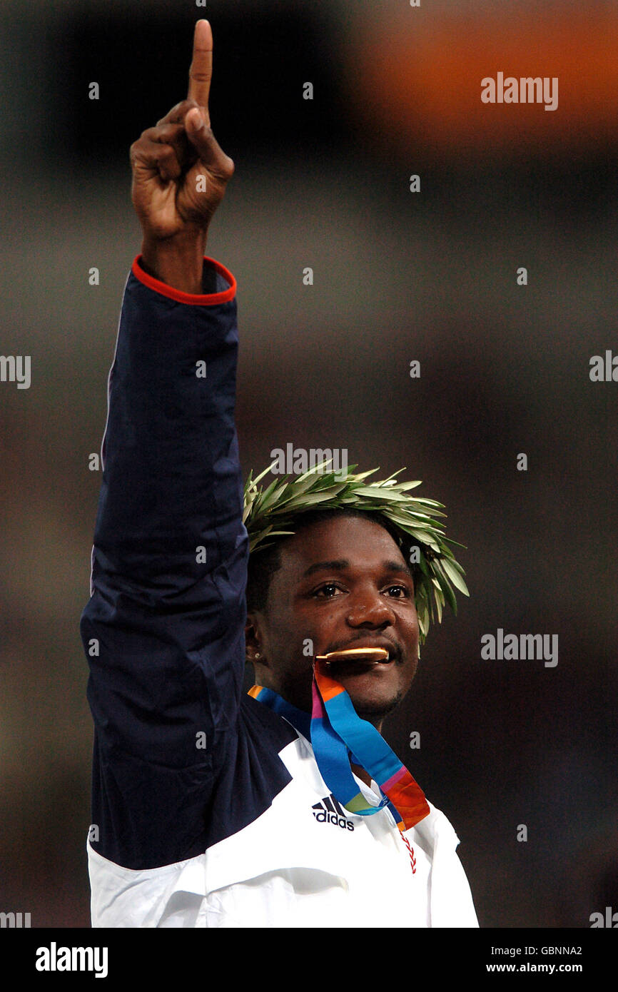 Athletics - Athens Olympic Games 2004 - Men's 100m - Final Stock Photo ...