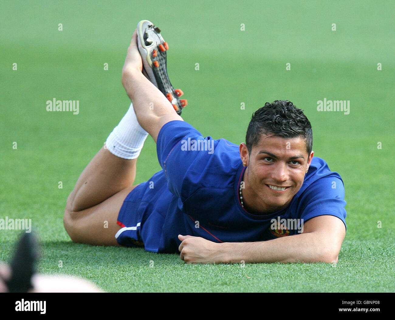 Manchester United's Cristiano Ronaldo stretches ahead of his sides ...