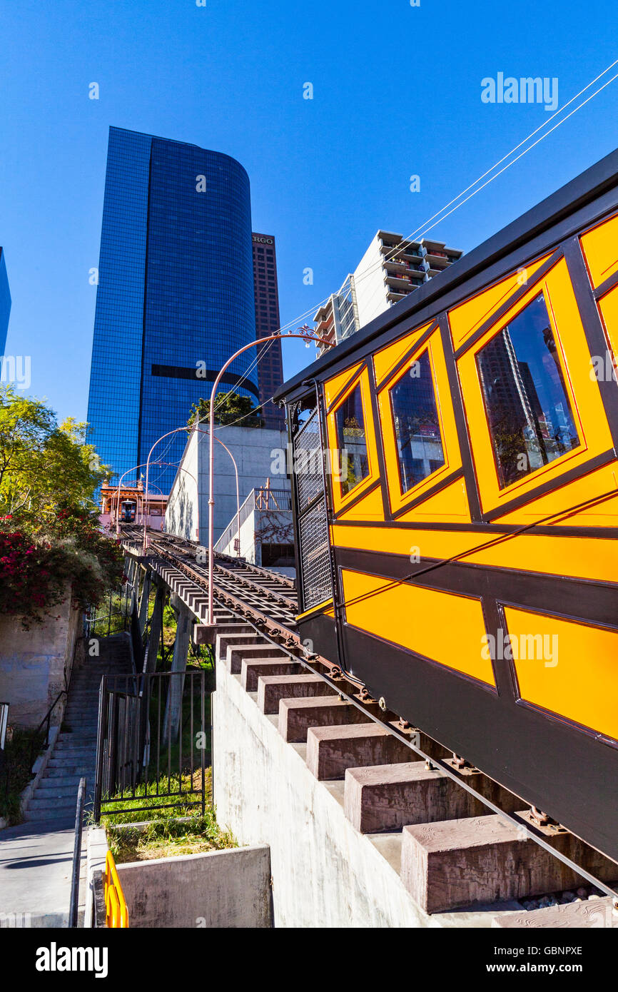 Angels Flight funicular railway in downtown Los Angeles California ...