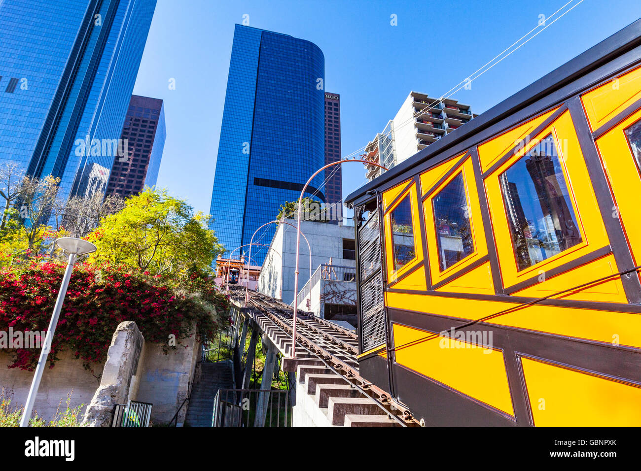 Angels Flight funicular railway in downtown Los Angeles California ...