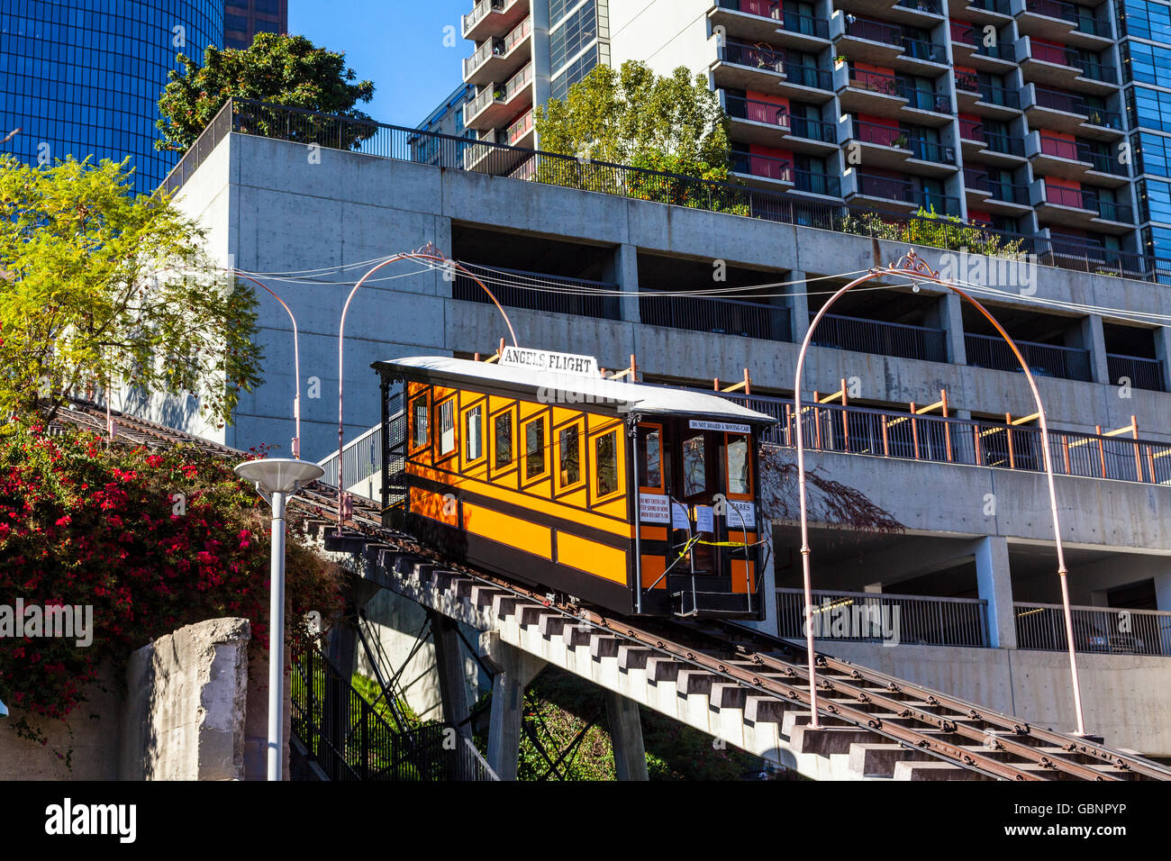 Angels Flight funicular railway in downtown Los Angeles California ...