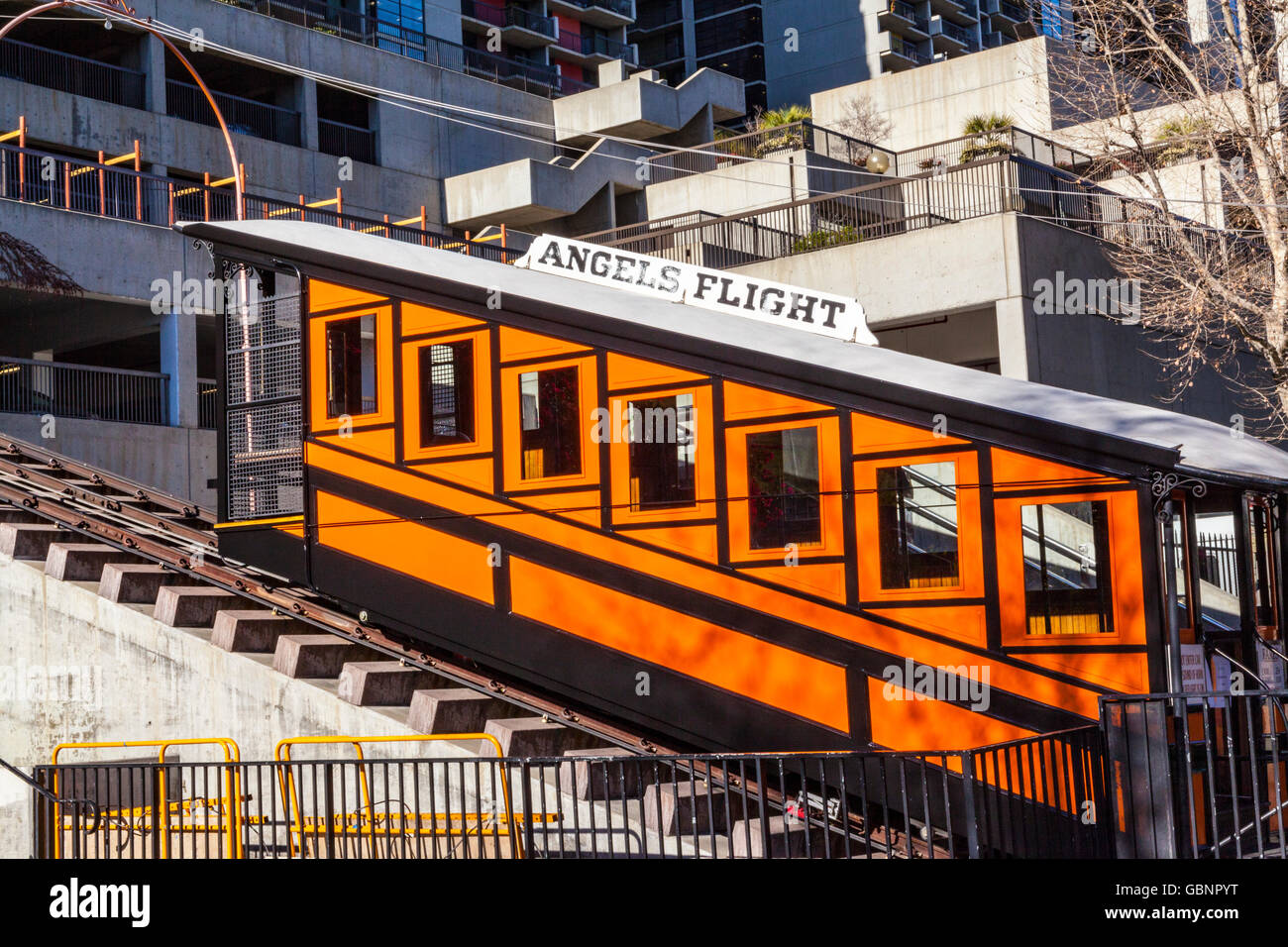 Angels Flight funicular railway in downtown Los Angeles California ...