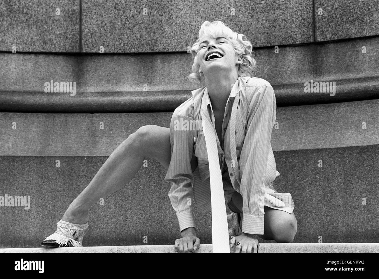 Sarah Stockbridge models boxer shorts, shirt, waistcoat and tie outfit ...