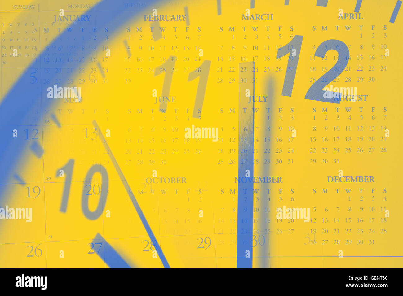 Clock face and calendar composite Stock Photo - Alamy