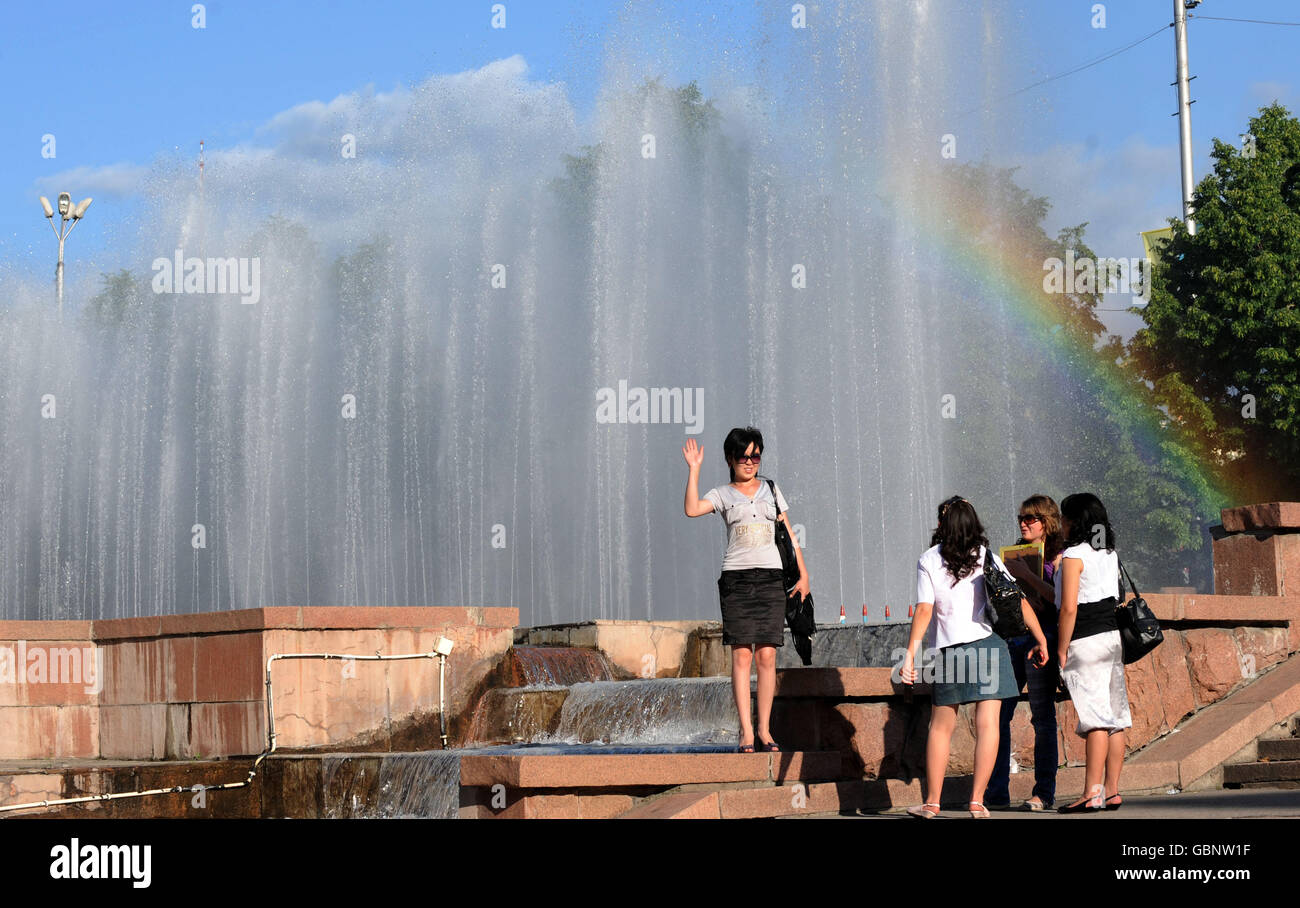 People enjoy the hot weather in almaty hi-res stock photography and ...
