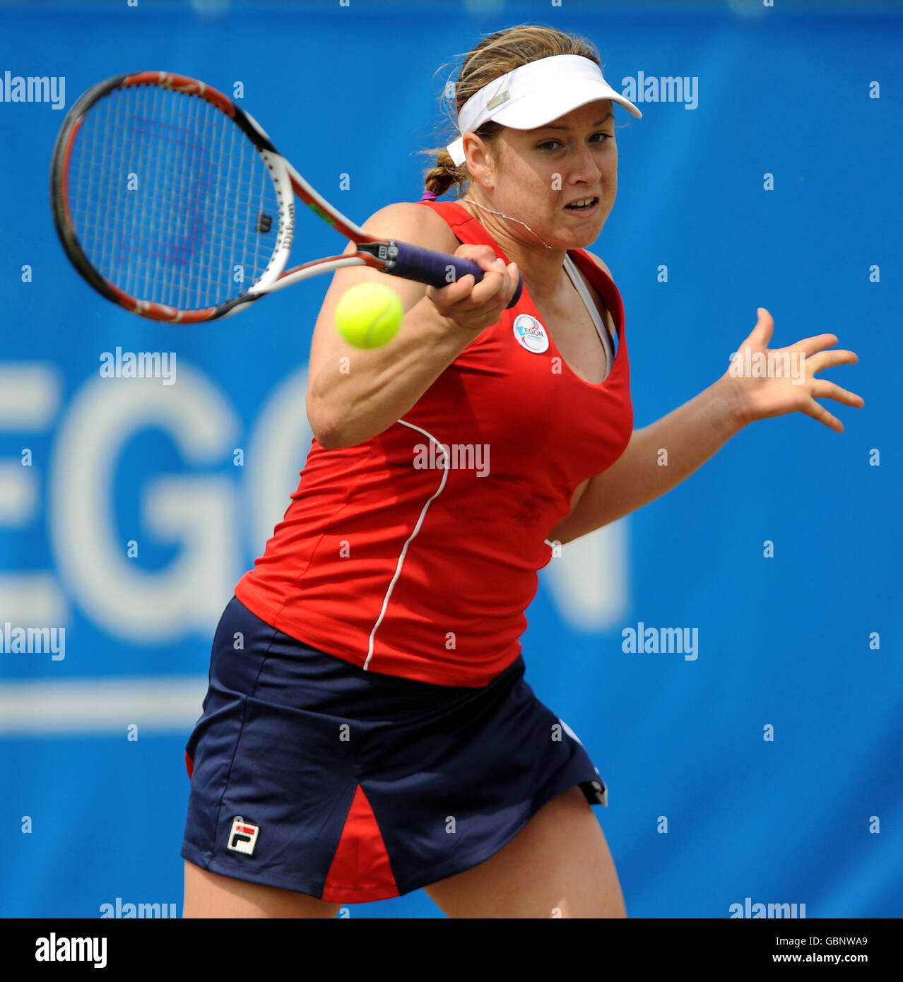 Great Britain's Melanie South in action against Switzerland's Stefanie ...