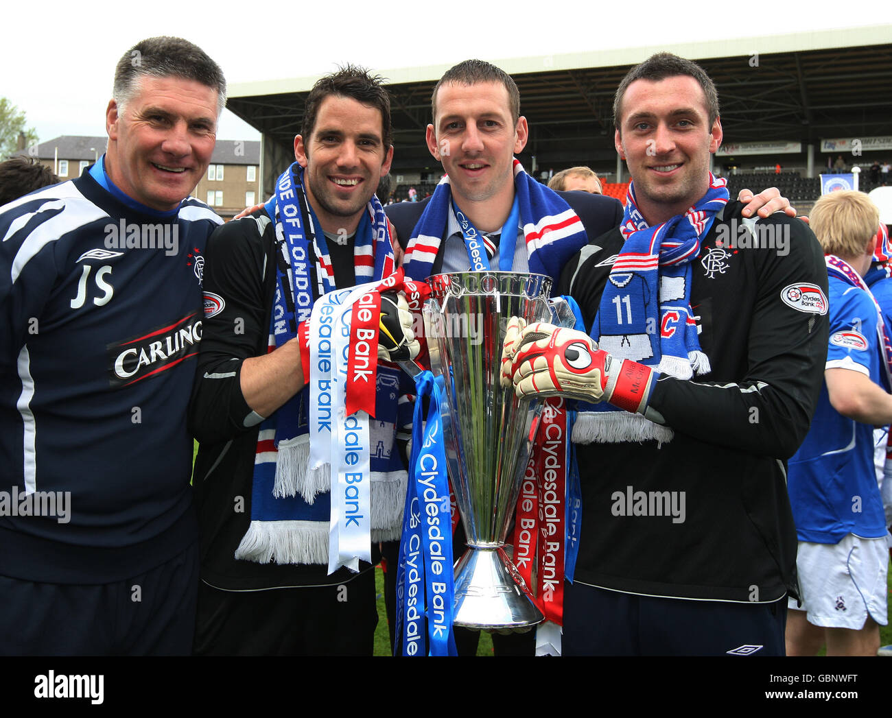 (left to right) Rangers' Jim Stewart, Neil Alexander, Greame Smith and ...