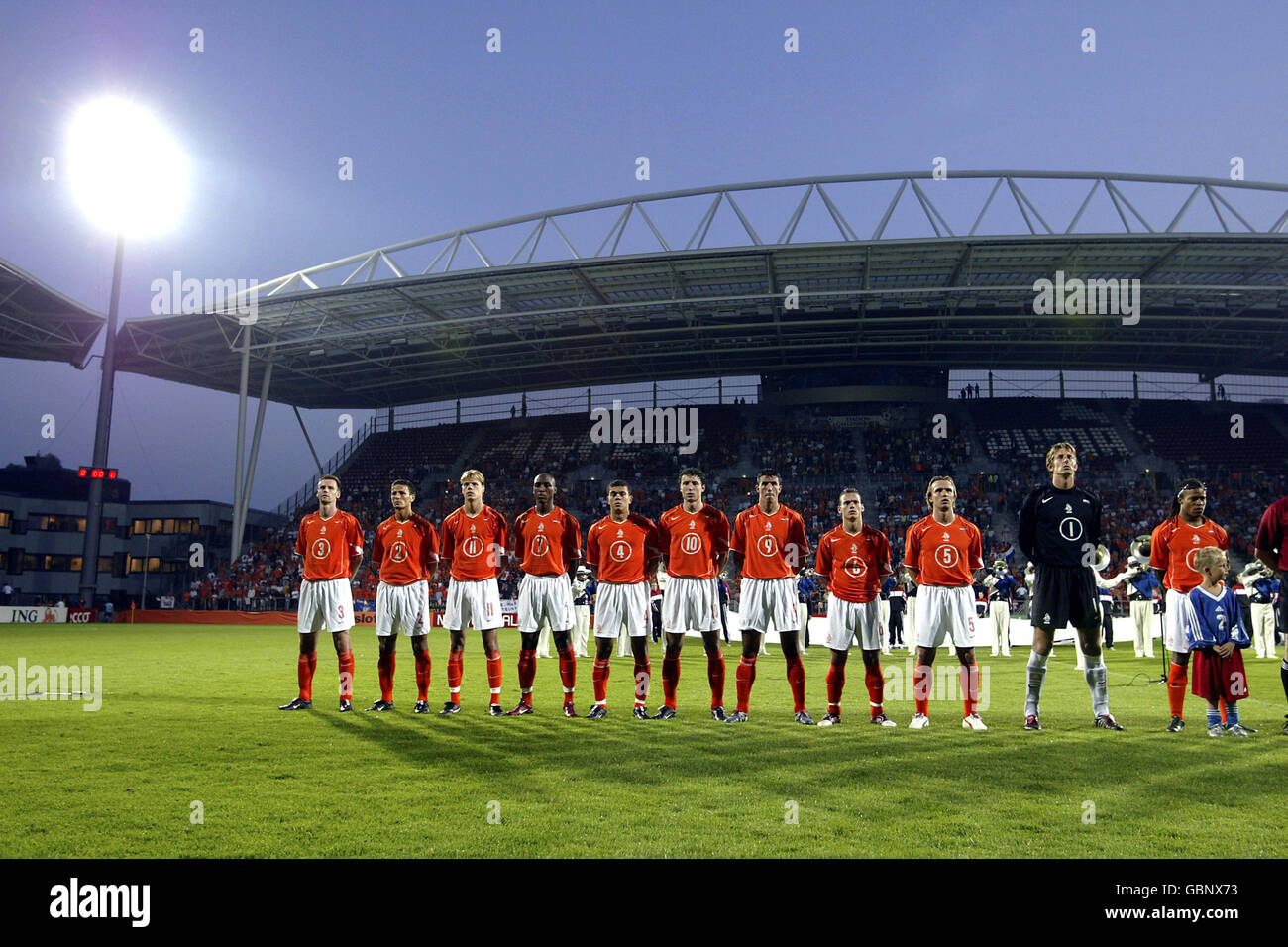 Holland players line up prior to the game at the the Galgenwaard ...