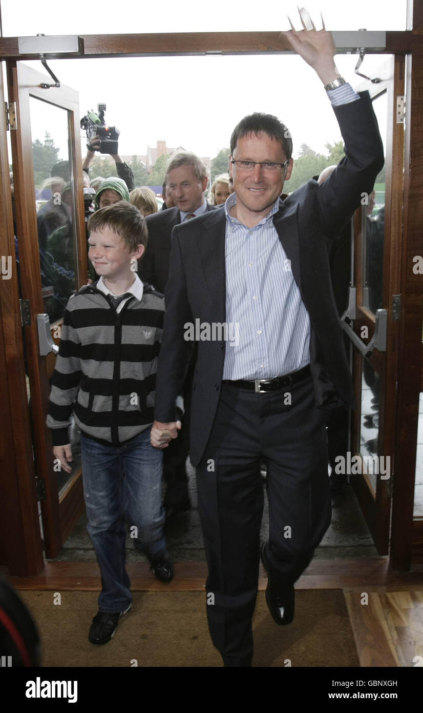 Former RTE economics editor George Lee of Fine Gael and his son Harry ...