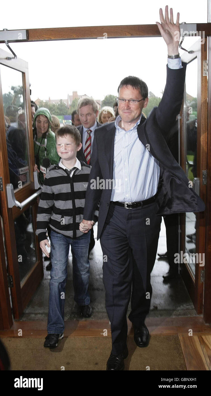 Former RTE economics editor George Lee of Fine Gael and his son Harry ...