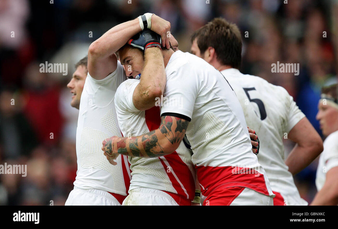 England's Matt Banahan celebrates scoring a try during The Standard ...
