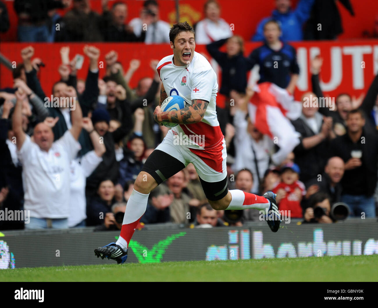 England's Matt Banahan celebrates scoring a try on his debut Stock ...