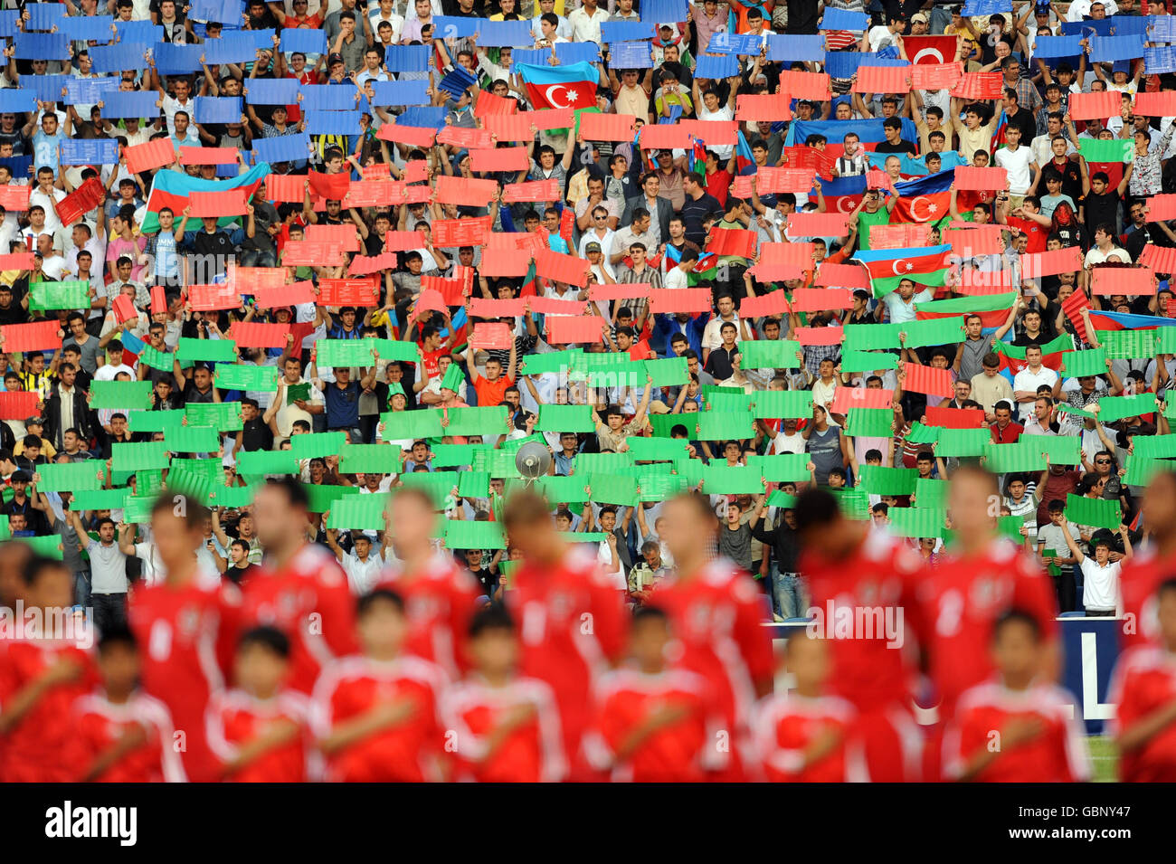Azerbaijan fans show their support during the World Cup Qualifying ...