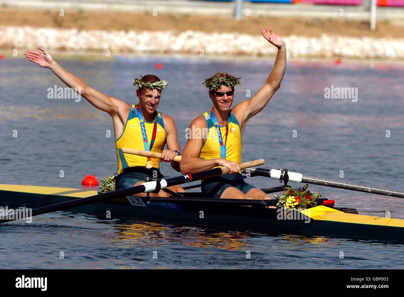 Australia's Drew Ginn and James Tomkins celebrate with their gold ...