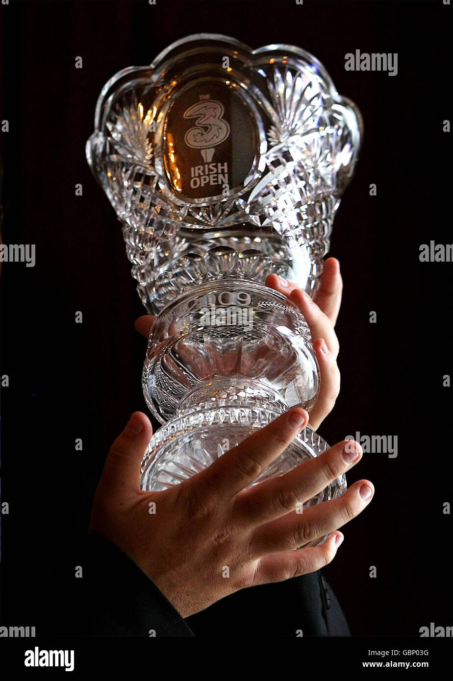 Golfer Shane Lowry with his Irish Open trophy during a press conference ...