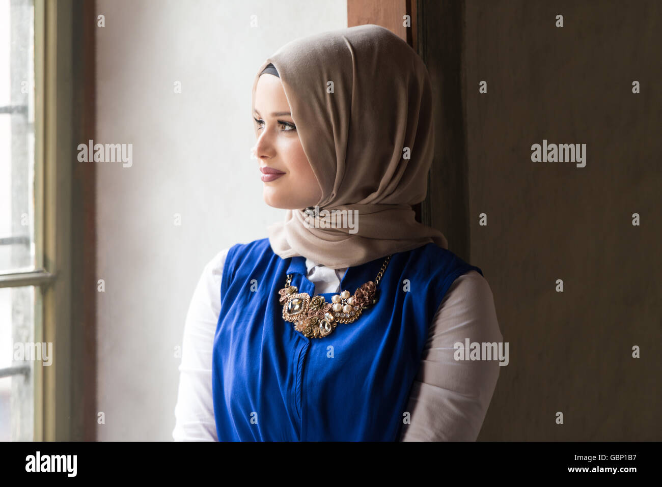 Humble Muslim Woman Is Praying In The Mosque Stock Photo - Alamy
