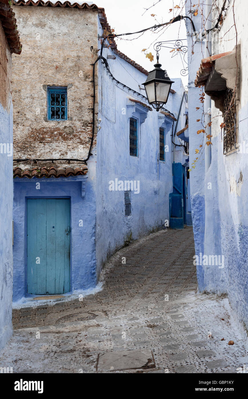 Blue Alley in Chefchaouen Stock Photo - Alamy