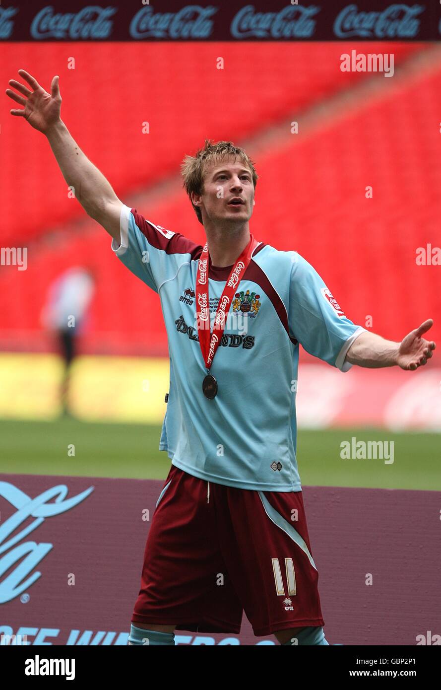 Burnley's goalscorer Wade Elliott celebrates after gaining promotion ...