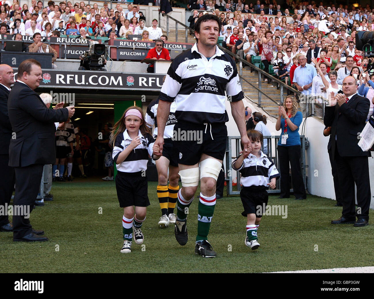 Barbarians' captain Martin Corry takes the field with his children Eve ...