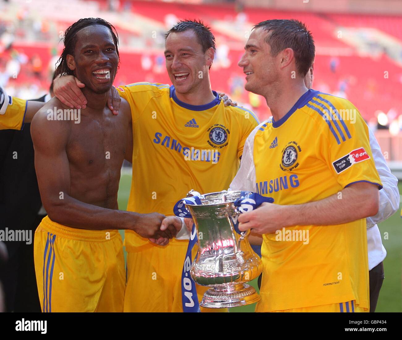 Chelsea's Didier Drogba (left), John Terry (centre) and Frank Lampard ...