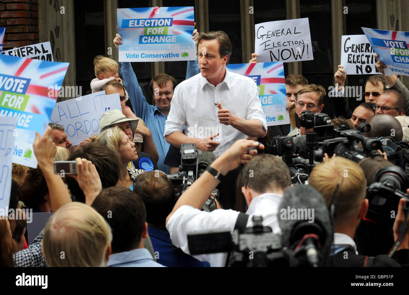 Conservative Party leader David Cameron addresses party supporters at ...