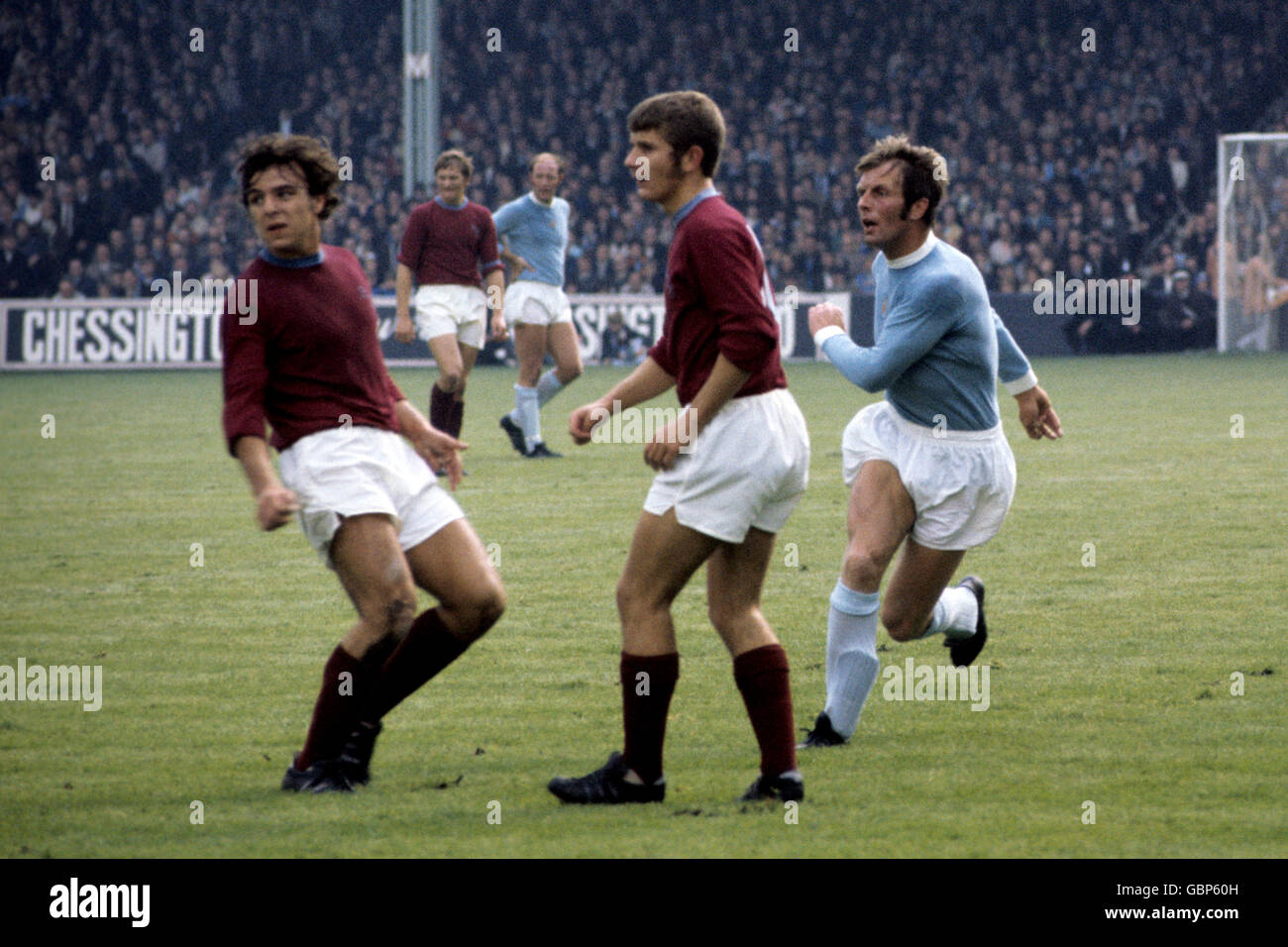 (l-r) Eric Probert and Mick Docherty of Burnley and Alan Oakes of ...