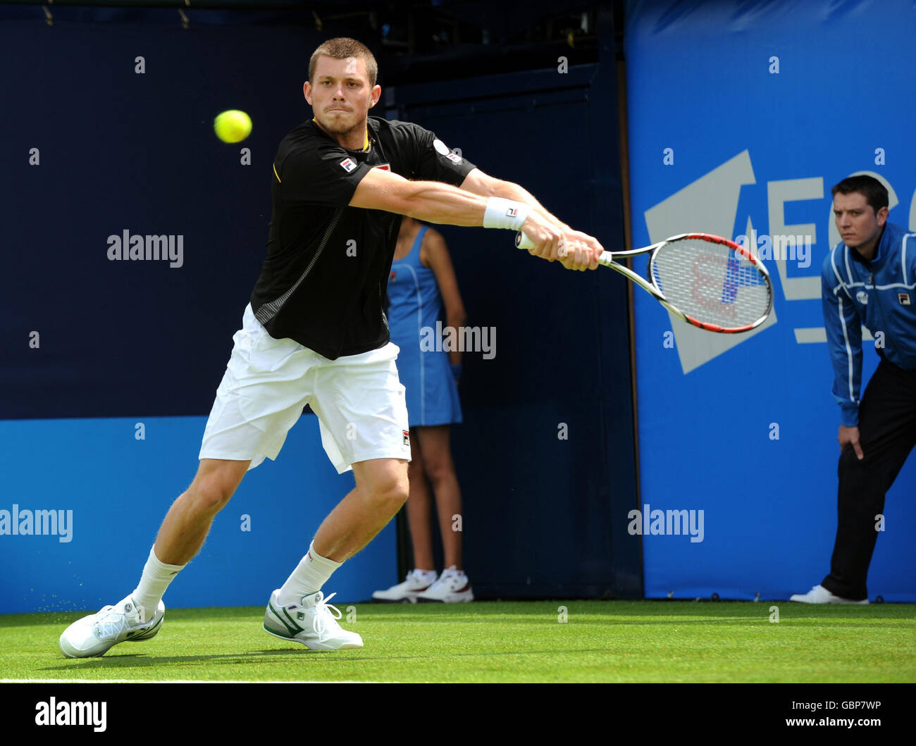 Great Britain's Joshua Goodall in action on Court 1 against Giles ...