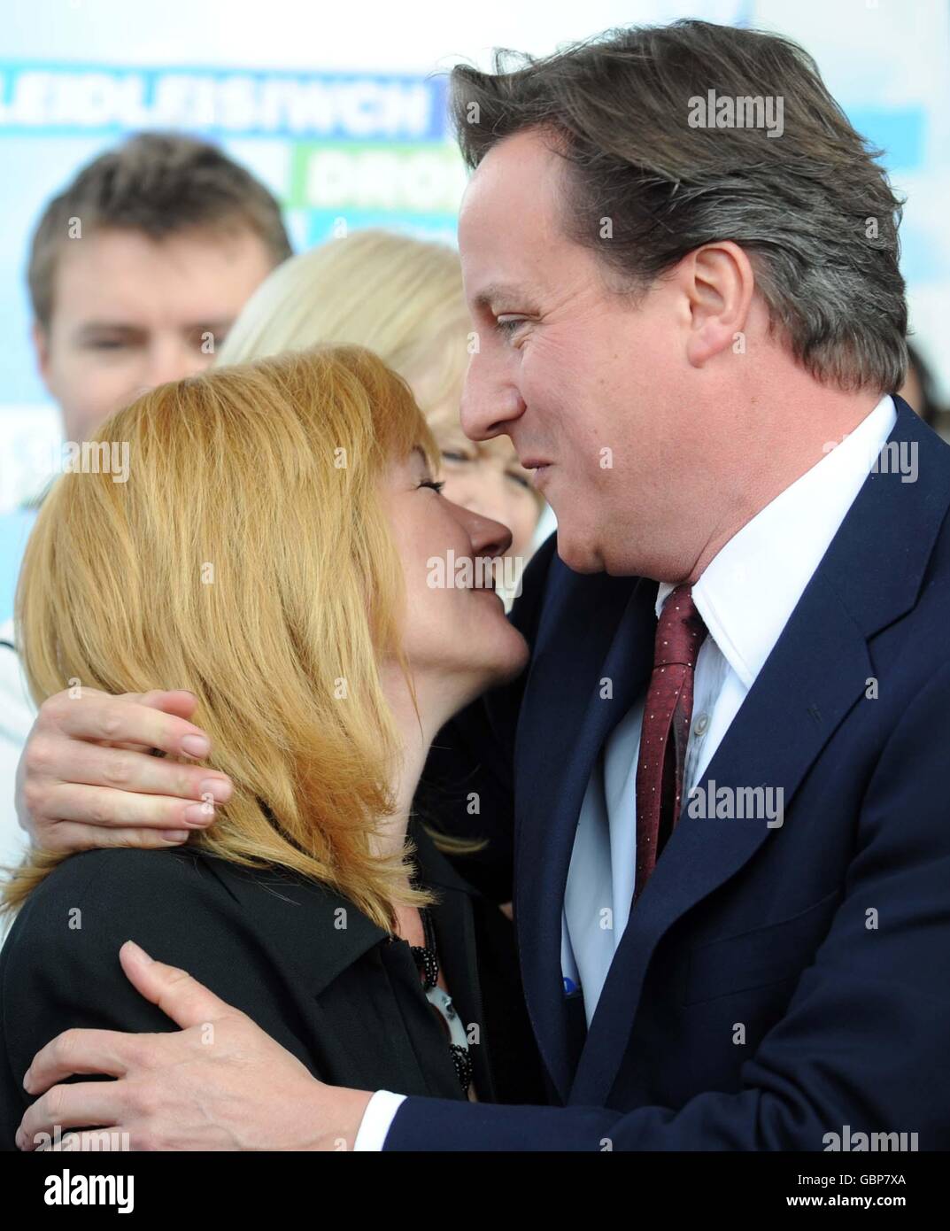 Wales Conservative MEP Kay Swinburne greets Conservative Party leader ...