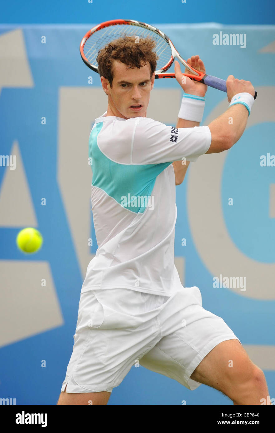 Great Britain's Andy Murray on his way to victory over Italy's Andreas ...